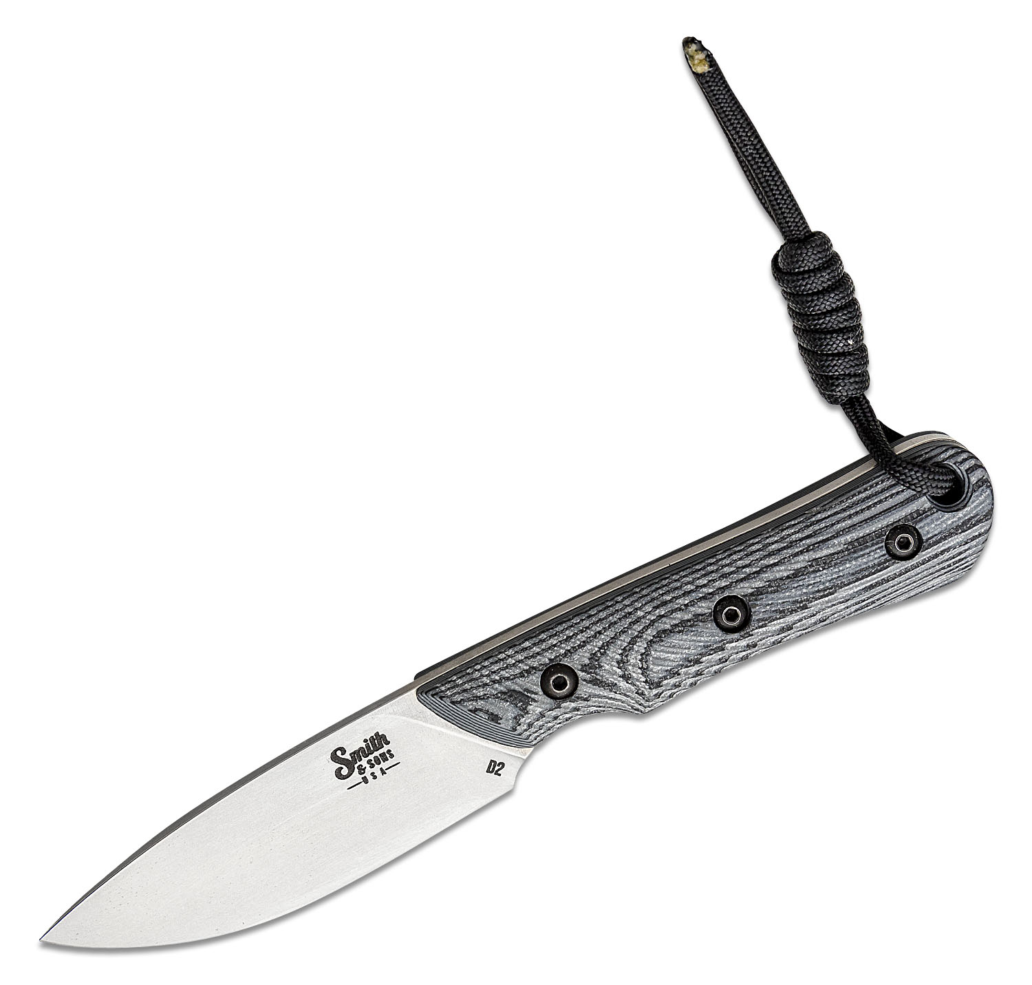 Smith & Sons Brave Fixed Blade Knife 3.5" D2 Stonewashed Drop Point ...