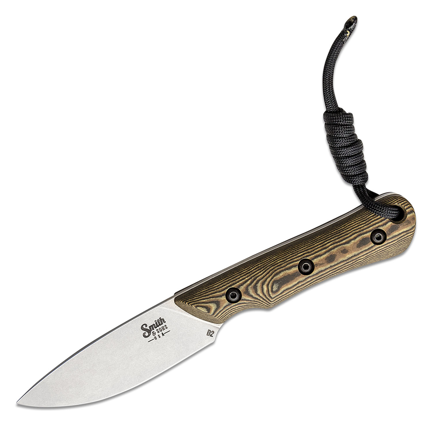 Smith & Sons Brave Fixed Blade Knife 3.5" D2 Stonewashed Drop Point ...