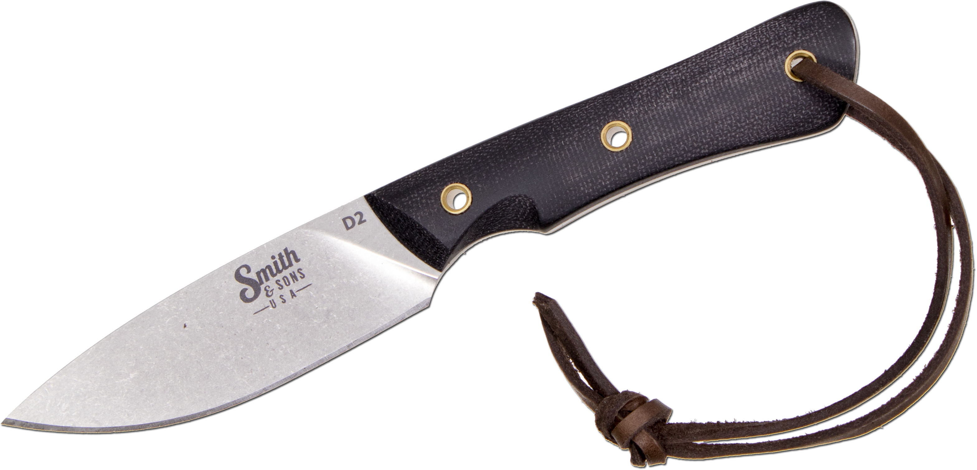 Smith & Sons Brave Fixed 3.5" D2 Polished Stonewash Blade, Black ...