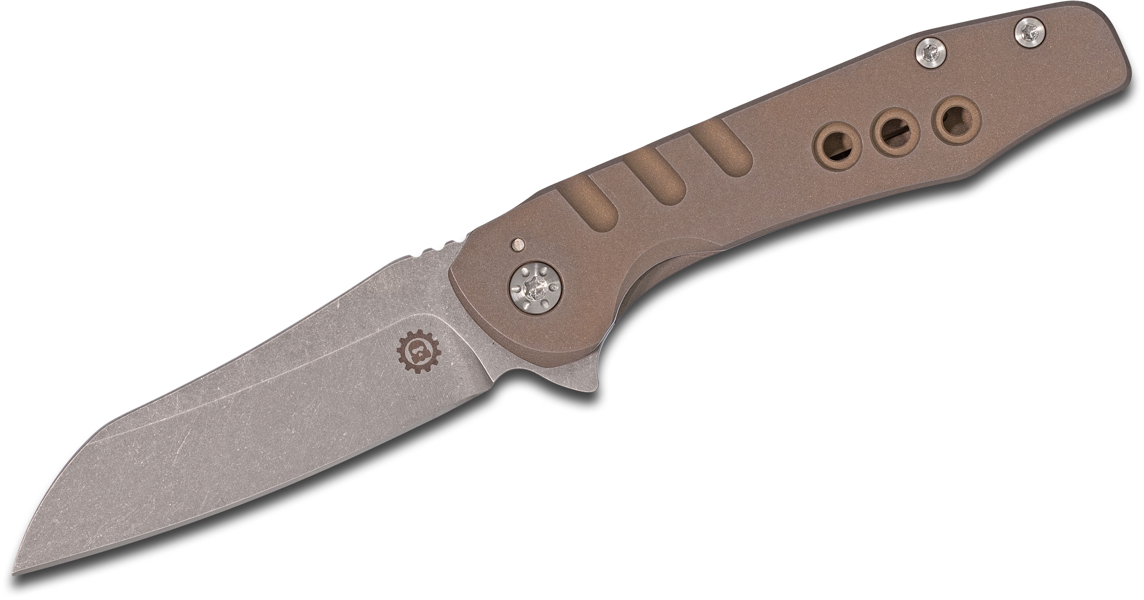 Smock Knives Custom SK45 Flipper 3.125" S30V Sheepsfoot Blade, Bronze ...