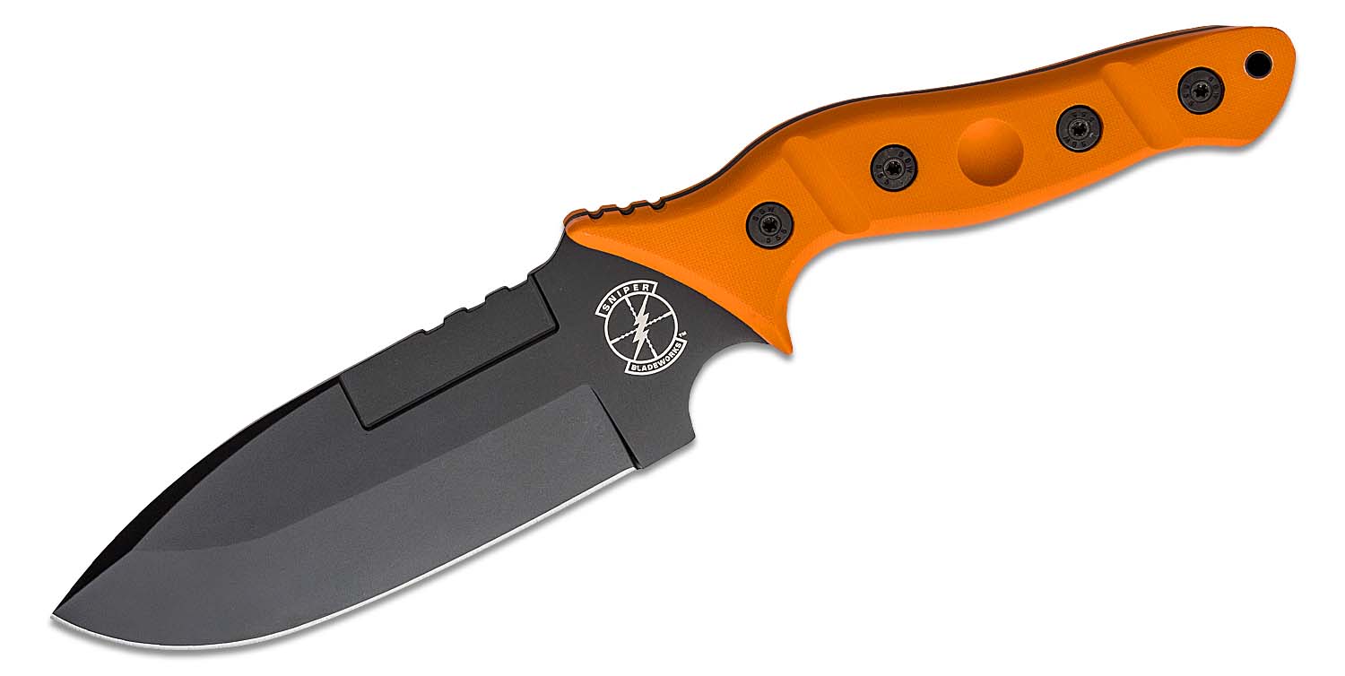 Sniper Bladeworks MAMU Fixed Blade Knife 5.5" Black PVD Drop Point ...