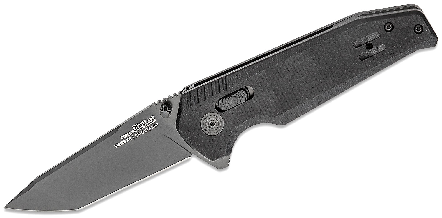 SOG Vision XR Flipper Knife 3.36" CTS-XHP Black Tanto Plain Blade ...