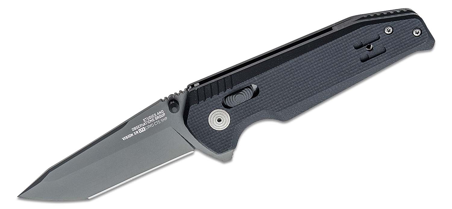SOG Vision XR LTE Flipper Knife 3.39" CTS-XHP Graphite TiNi Tanto Blade ...