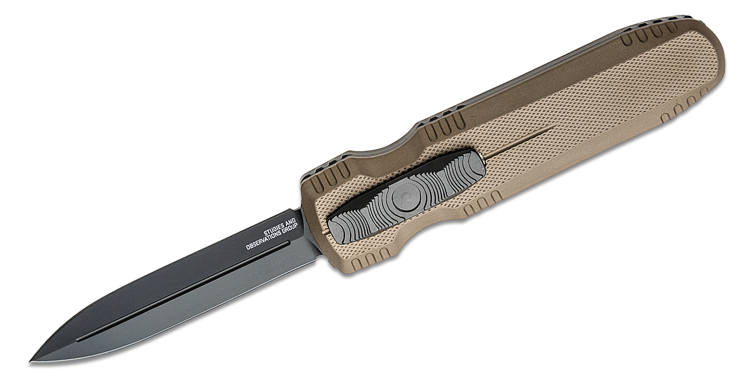 SOG Pentagon AUTO OTF Knife 3.79" S35VN Black Double Edge Dagger Blade ...