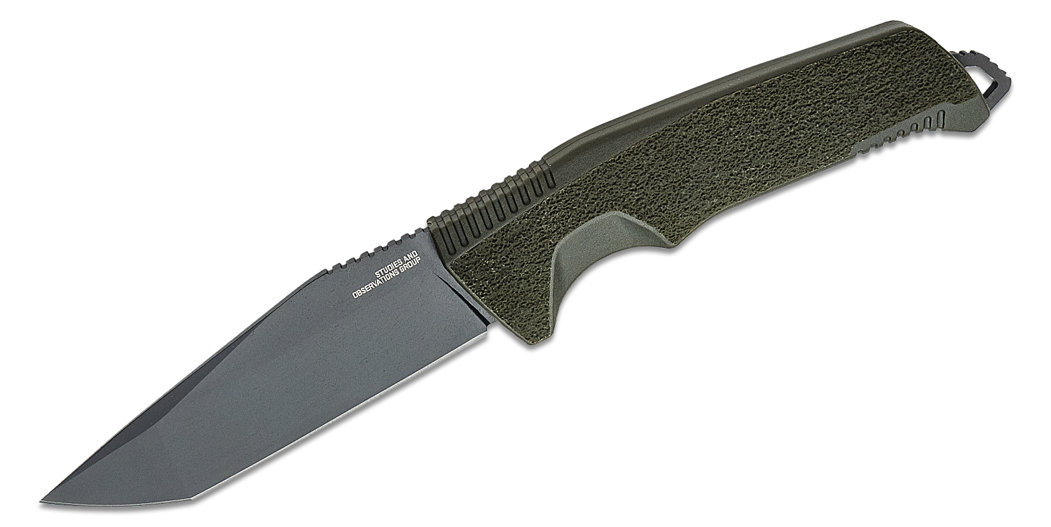 SOG Trident FX Olive Drab Fixed Blade Knife 4.2" 4116 Black Tanto Blade ...