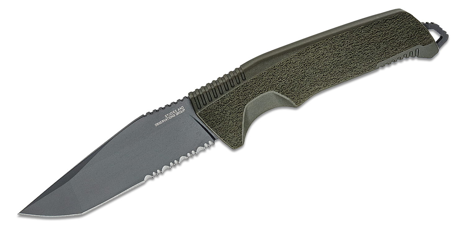 SOG Trident FX Olive Drab Fixed Blade Knife 4.2" 4116 Black Tanto Combo ...