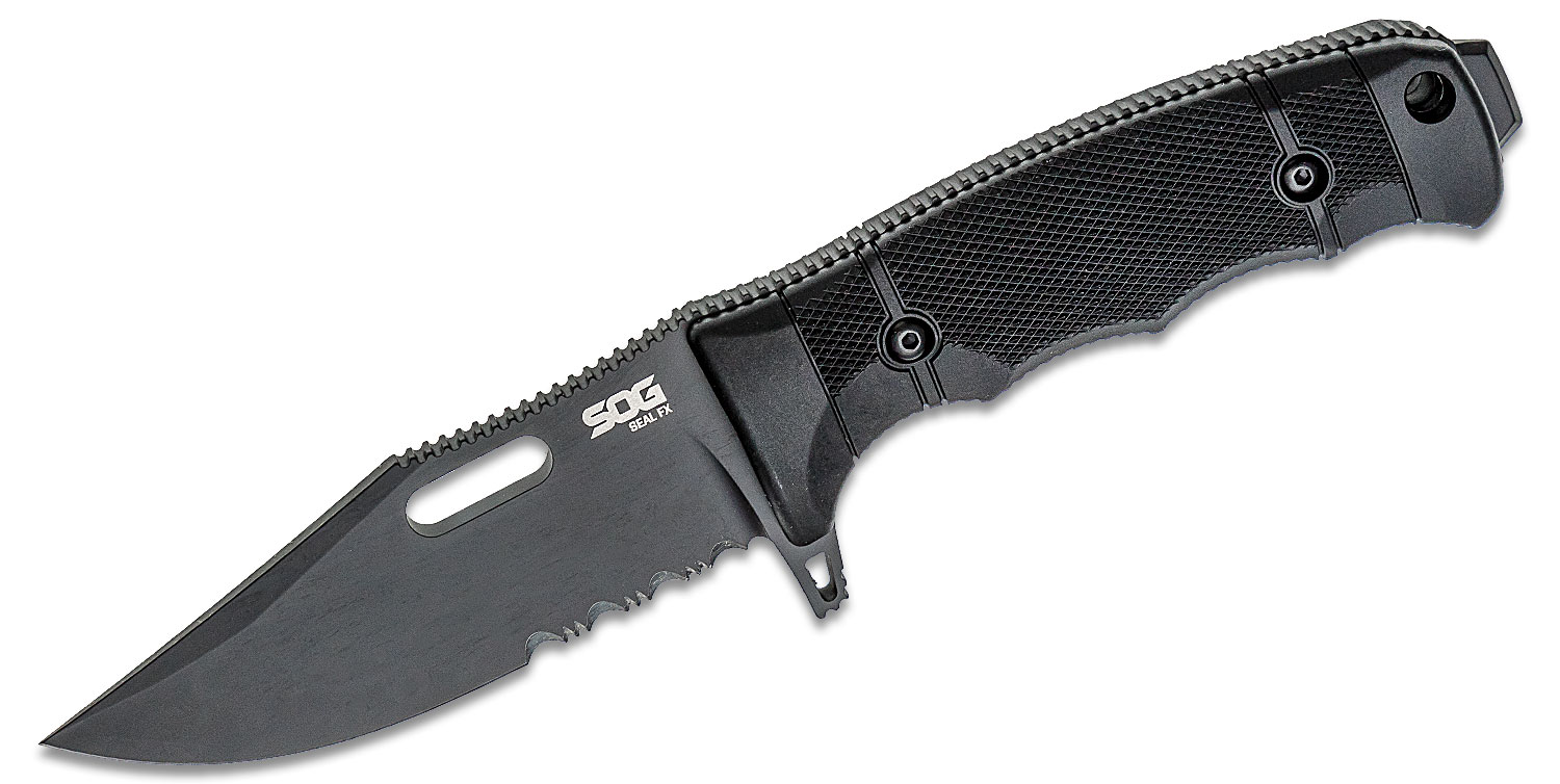 SOG SEAL FX USA-Made Fixed Blade Knife 4.3" S35VN Black Drop Point ...