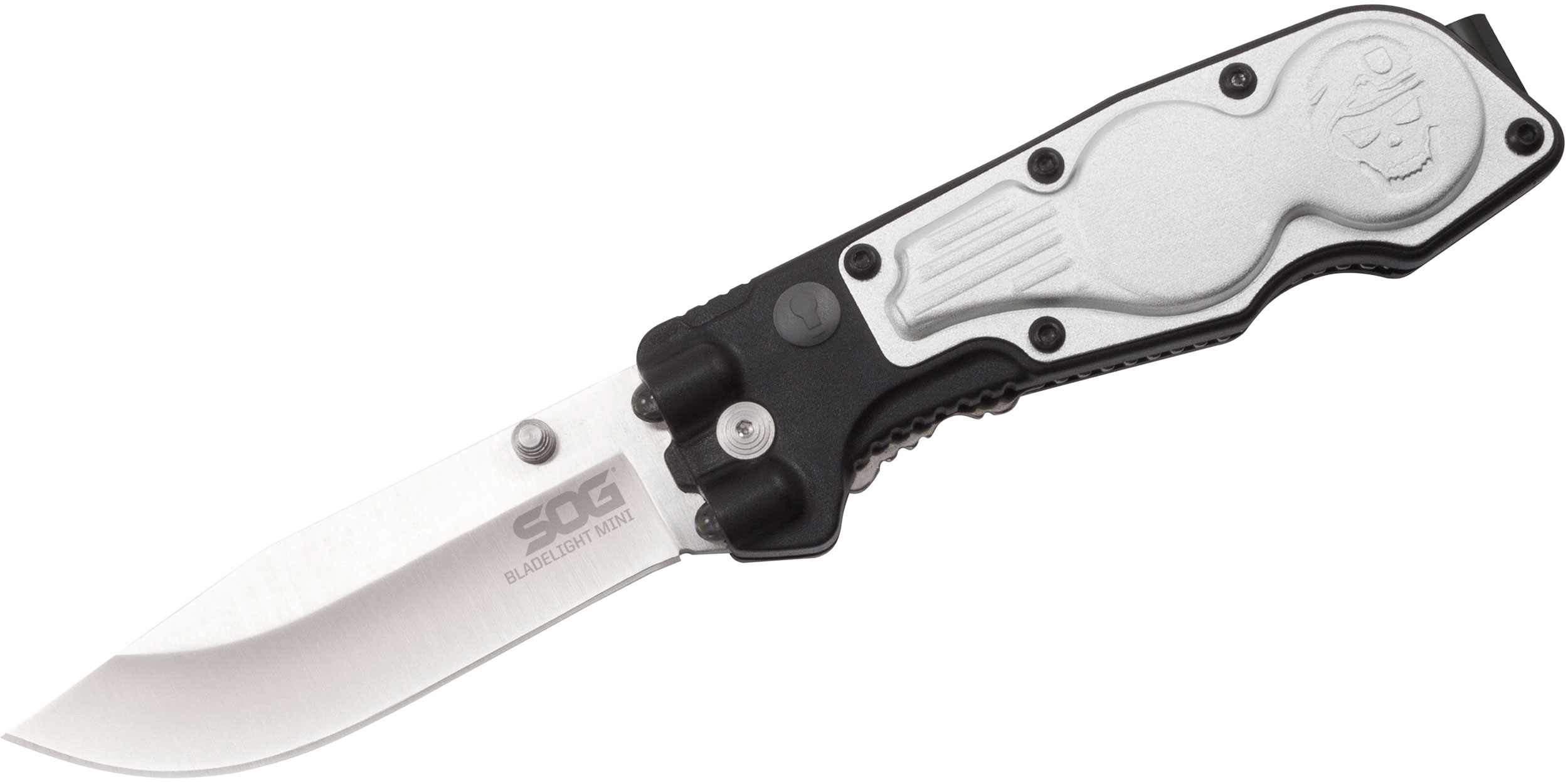 SOG BladeLight Mini Knife 3" Satin Plain Blade, Aluminum and GRN ...