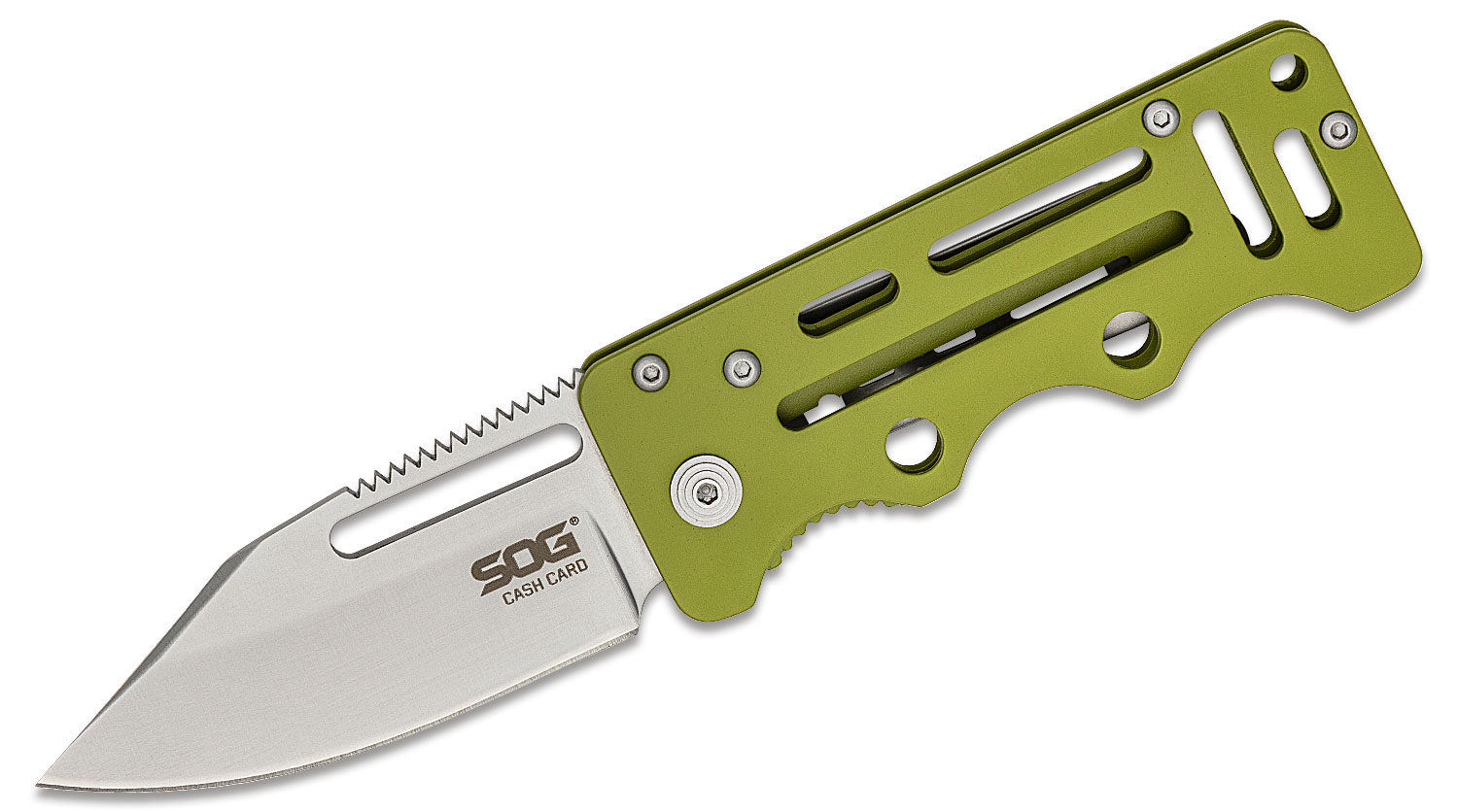 SOG Cash Card Money Clip Folding Knife 2.75" Clip Point Blade, Green ...