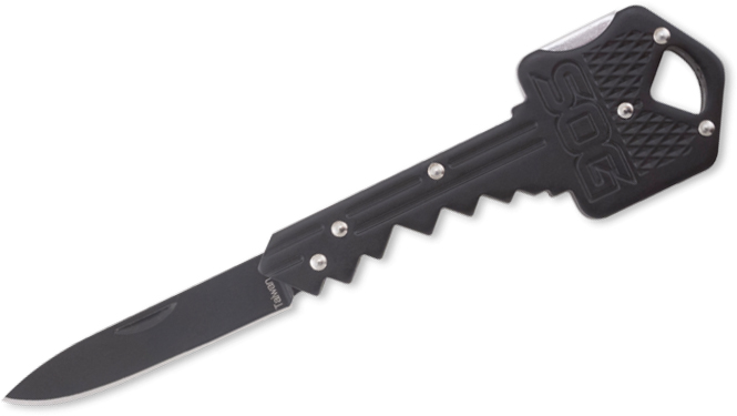 SOG Folding Key Knife 1.5" Black Drop Point Blade, Black Stainless ...