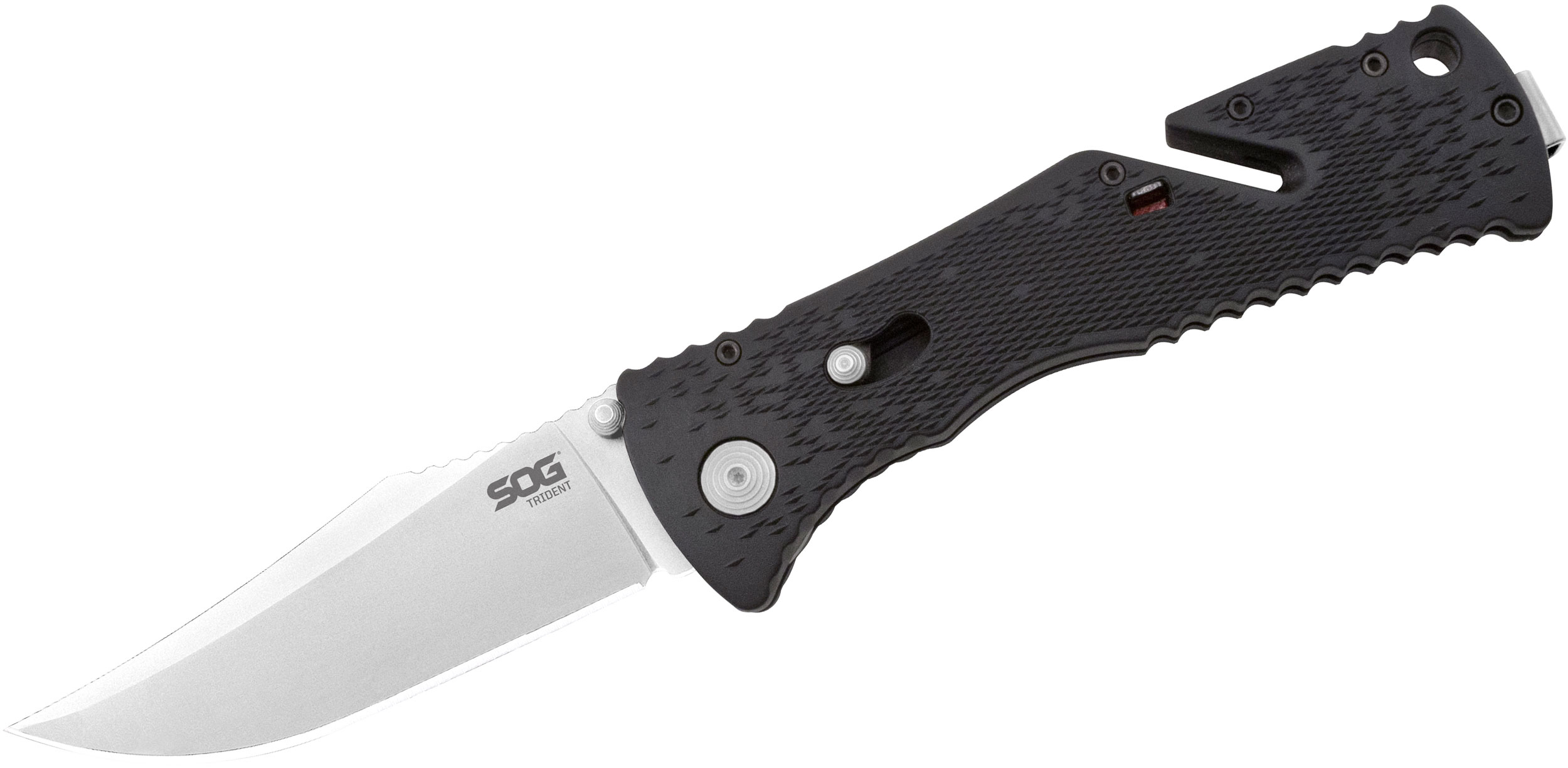 SOG Trident Folding Knife 3.75" Satin Plain Blade, Black GRN Handles ...