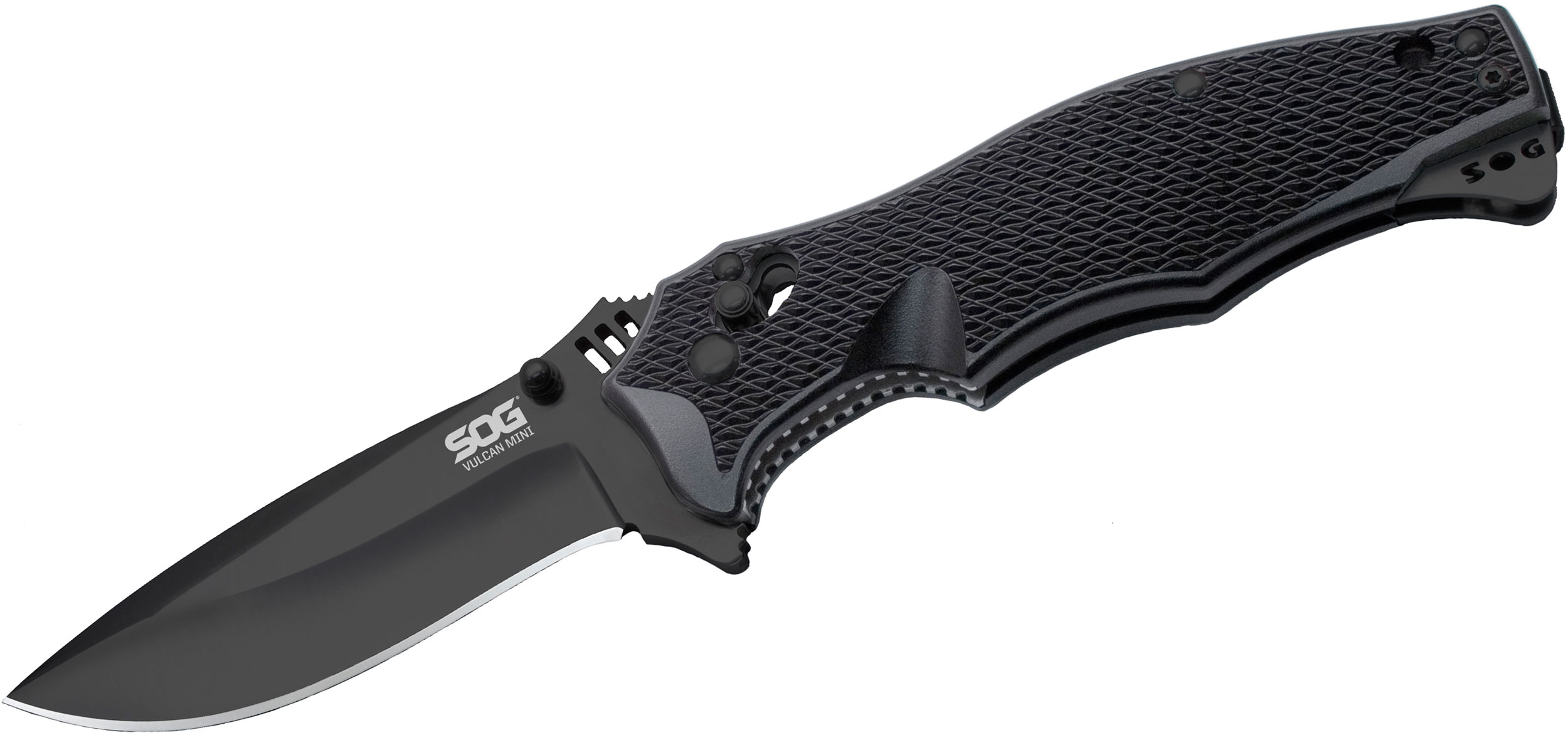 SOG VL12 Vulcan Mini Folding Knife 3" VG10 Black TiNi Plain Blade ...