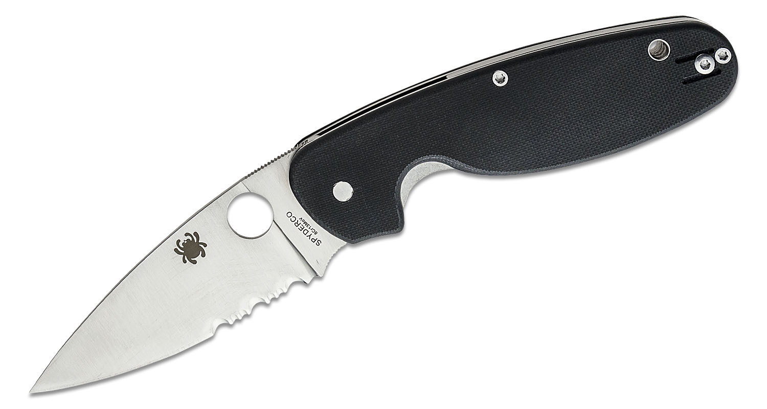 Spyderco Emphasis Folding Knife 3.61" Satin Combo Blade, Black G10 ...