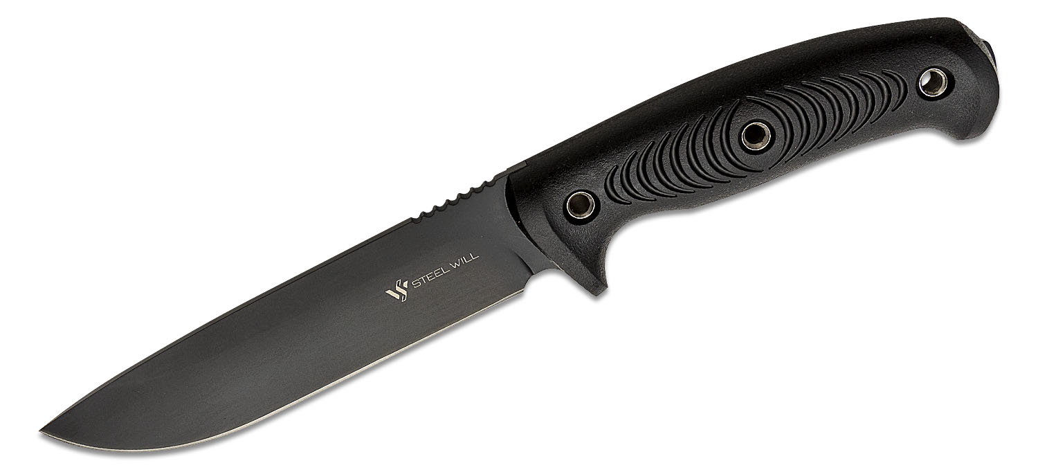 Steel Will Roamer R305-1BK Fixed 5.5" Black D2 Blade, Black TPE Handles ...