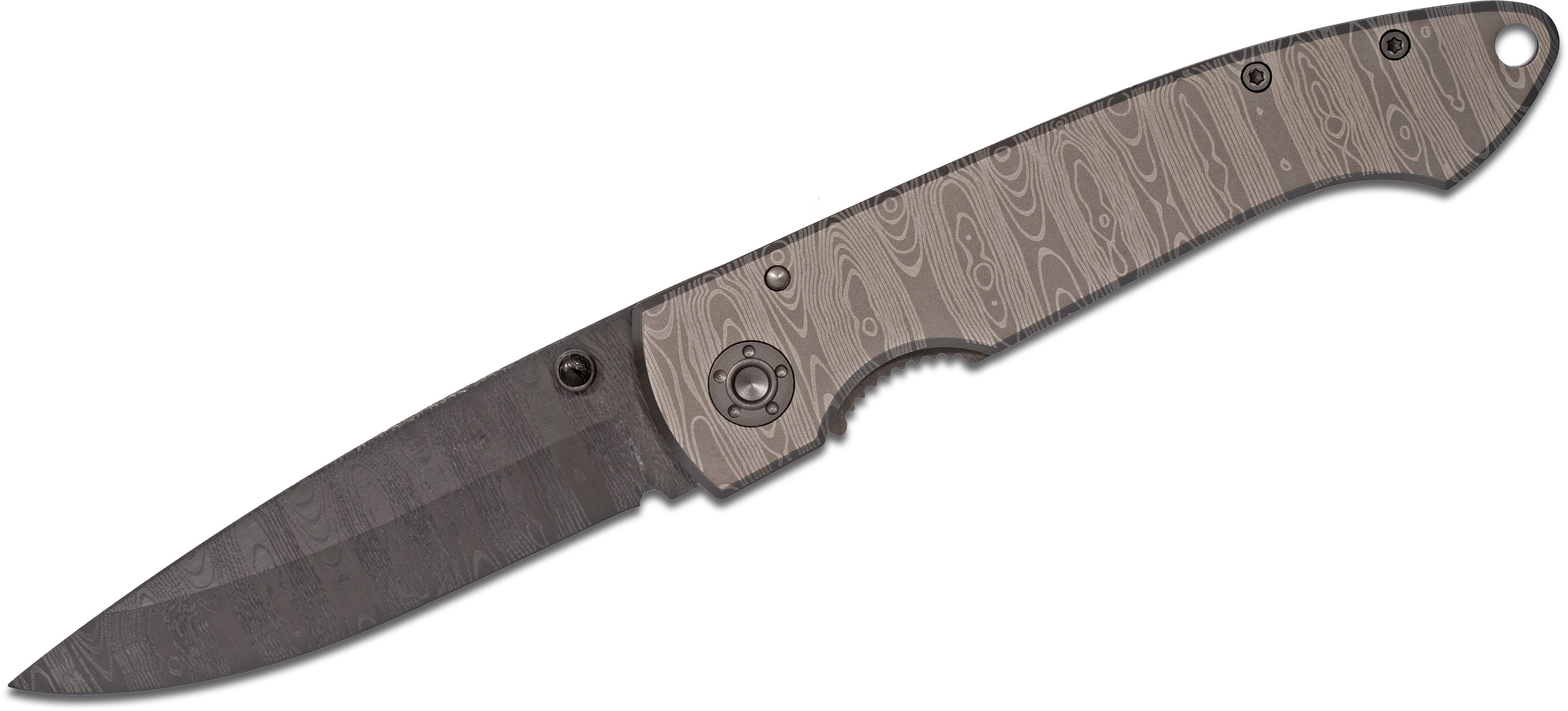 Stone River Gear Folding Knife 3.25" Black Damascus Pattern Ceramic ...