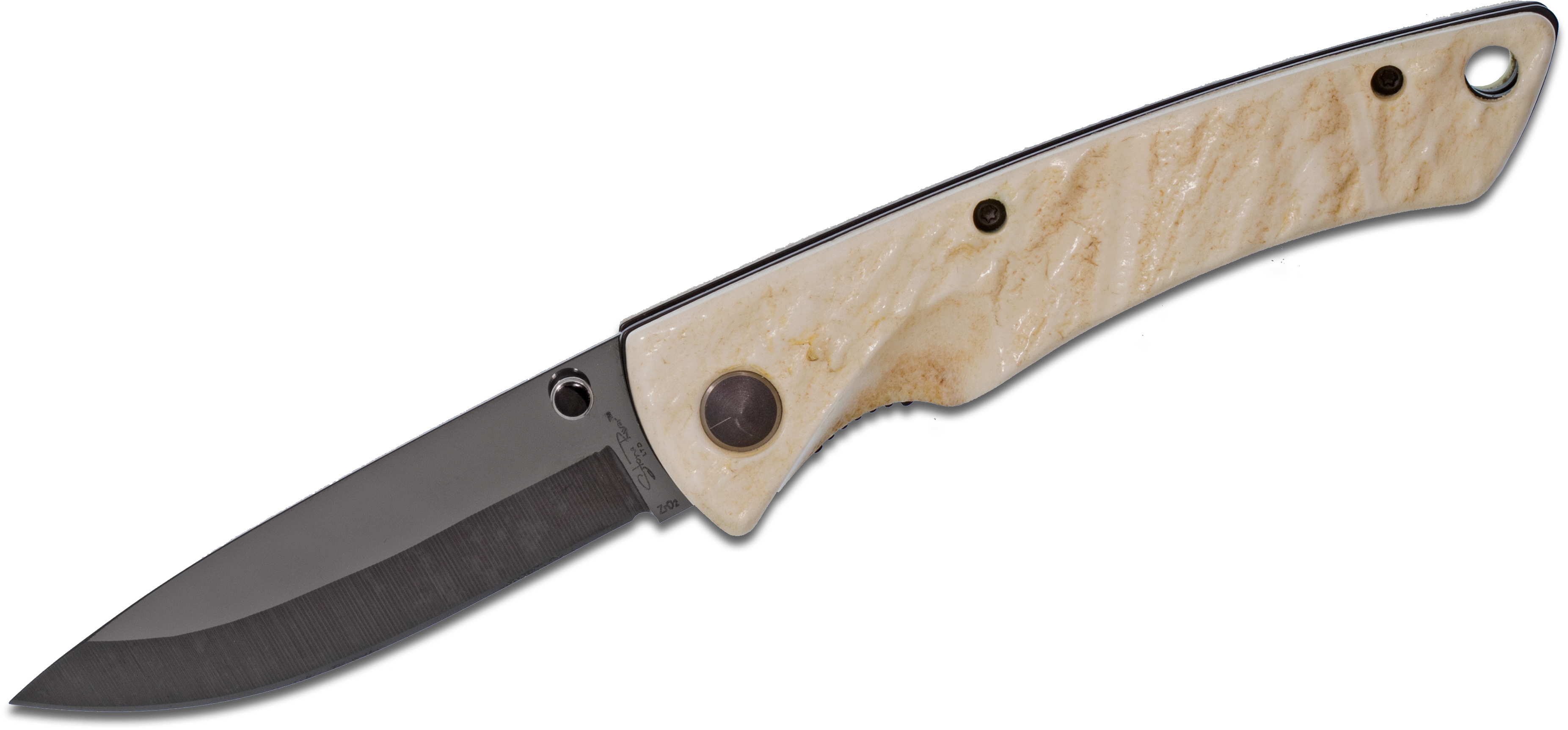 Stone River Gear Folding Knife 2.625" Black Ceramic Blade, White Stag ...