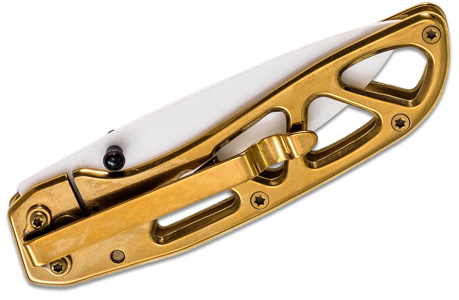 Stone River Gear Folding Knife 2.65" White Ceramic Blade, Skeletonized ...