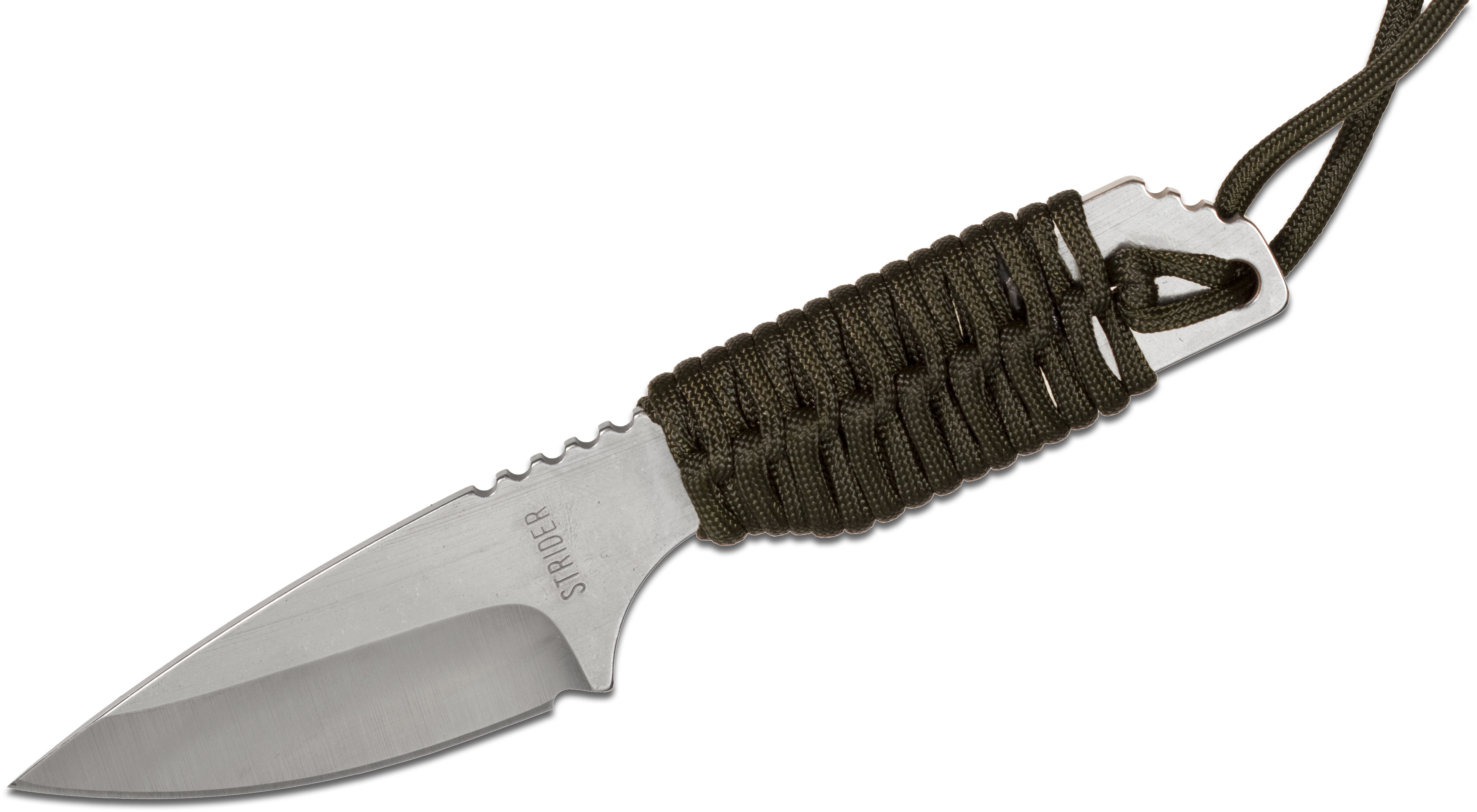 Strider Knives SA Fixed 3" PSF27 Stonewashed Drop Point Blade, Cord ...