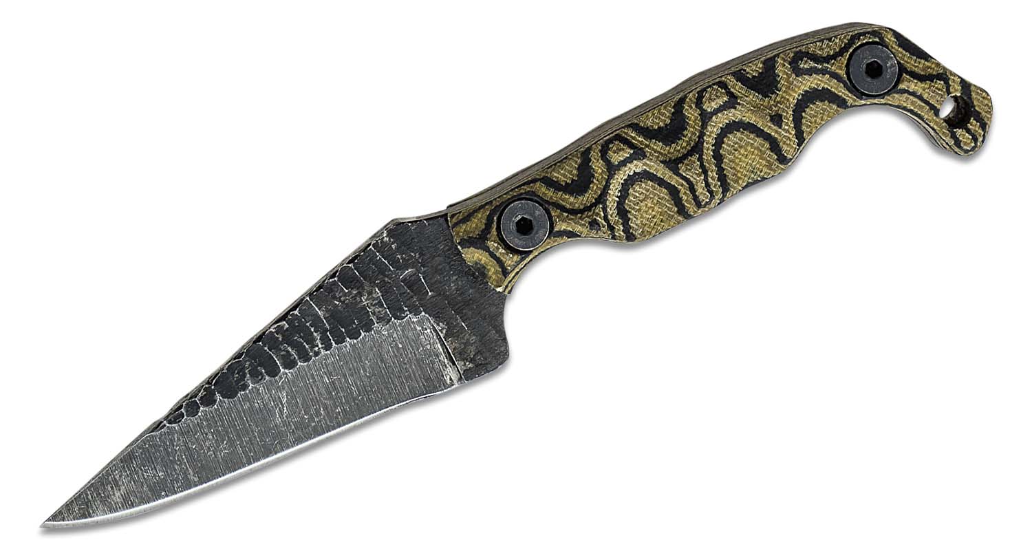 Stroup Knives Mini EDC Fixed Blade Knife 3.25" 1095 Hand Carved Pike ...