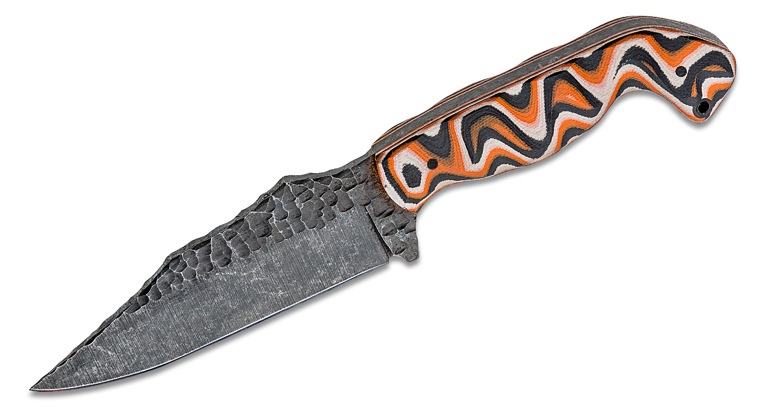 Stroup Knives TU1 Tactical Use Fixed Blade Knife 5" 1095 Hand Carved Clip Point Blade, Milled ...