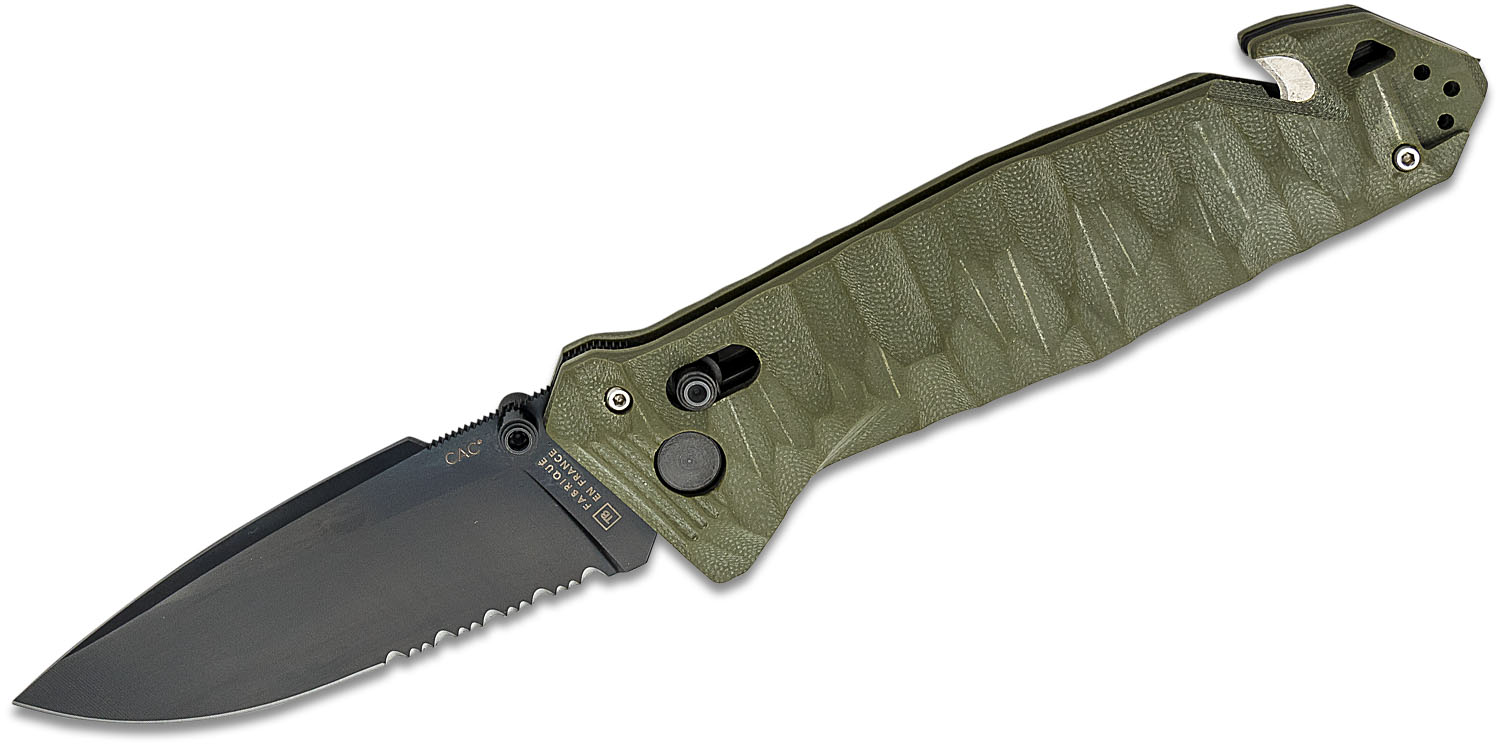 TB Outdoor CAC French Army Folding Knife, 3.62" Nitrox Black PVD Combo ...