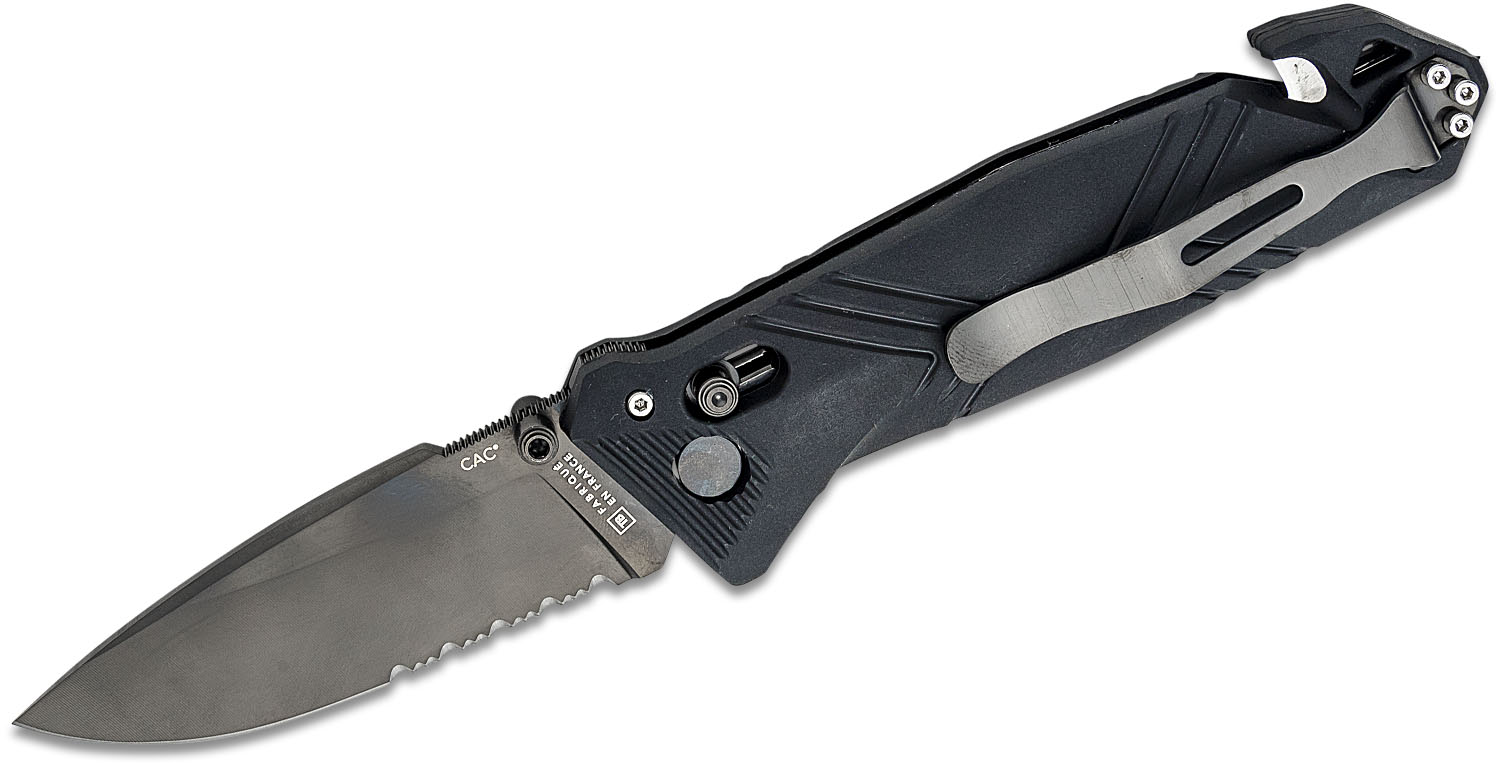 TB Outdoor CAC French Army Folding Knife, 3.62" Nitrox Black PVD Combo ...