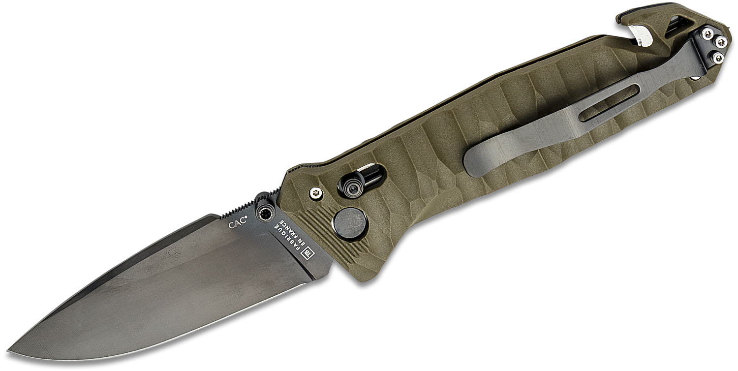 TB Outdoor CAC French Army Folding Knife, 3.62" Nitrox Black PVD Drop ...