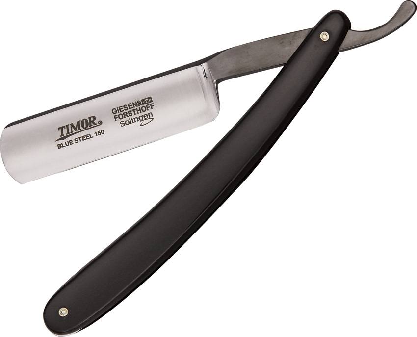 Timor Straight Razor Wide, 6/8" Carbon Steel Blade, Black Plastic ...