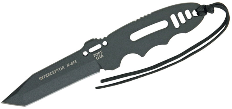 TOPS Knives Interceptor Police Utility 4" 1095 Black Tanto Blade, Kydex ...