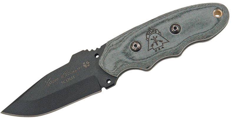TOPS Knives TBS-010 Tracker Scout Fixed 3.25" Black 1095 Drop Point ...