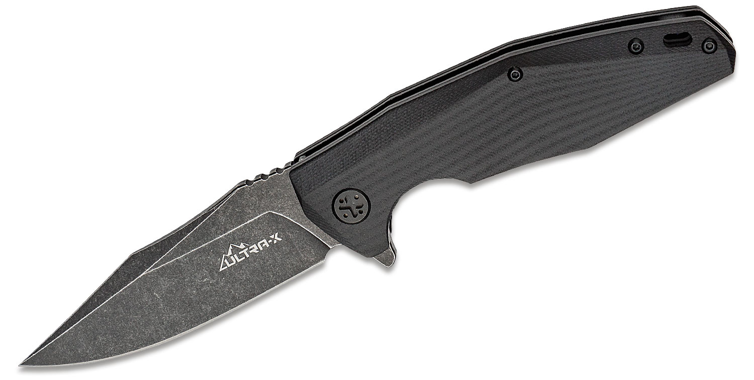 Ultra-X Hugger Flipper Knife 3.58" 440C Black Stonewashed Clip Point ...