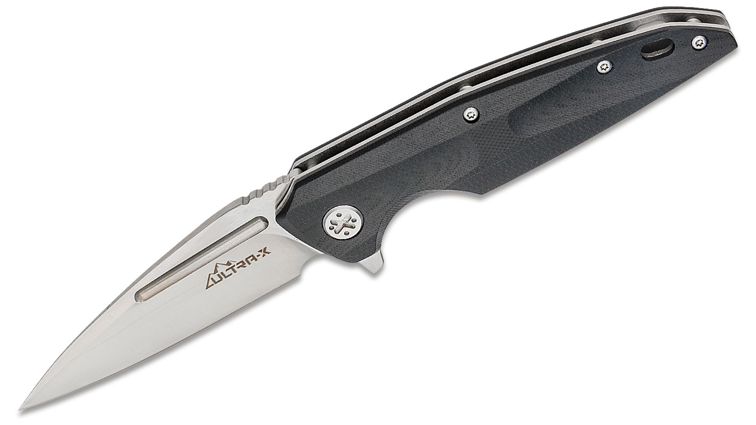 Ultra-X Bat Flipper Knife 3.31" D2 Satin Drop Point Blade, Black G10 ...