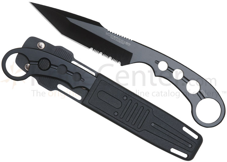 United Cutlery Undercover Combat Fighter 4-3/8" Black Combo Tanto Blade ...