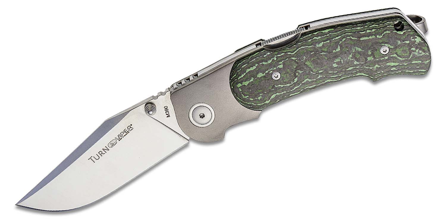 Viper Knives Turn Folding Knife 3.23" M390 Satin Clip Point Blade ...