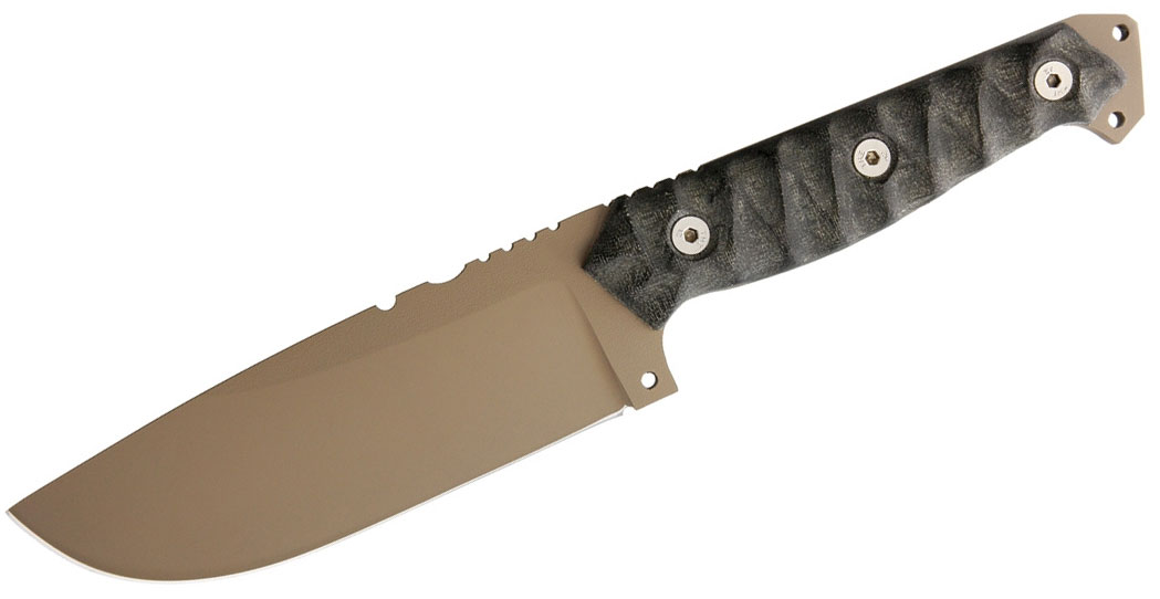 Wander Tactical Megalodon 1.0 Fixed 5.7" Dark Earth D2 Blade, Black ...