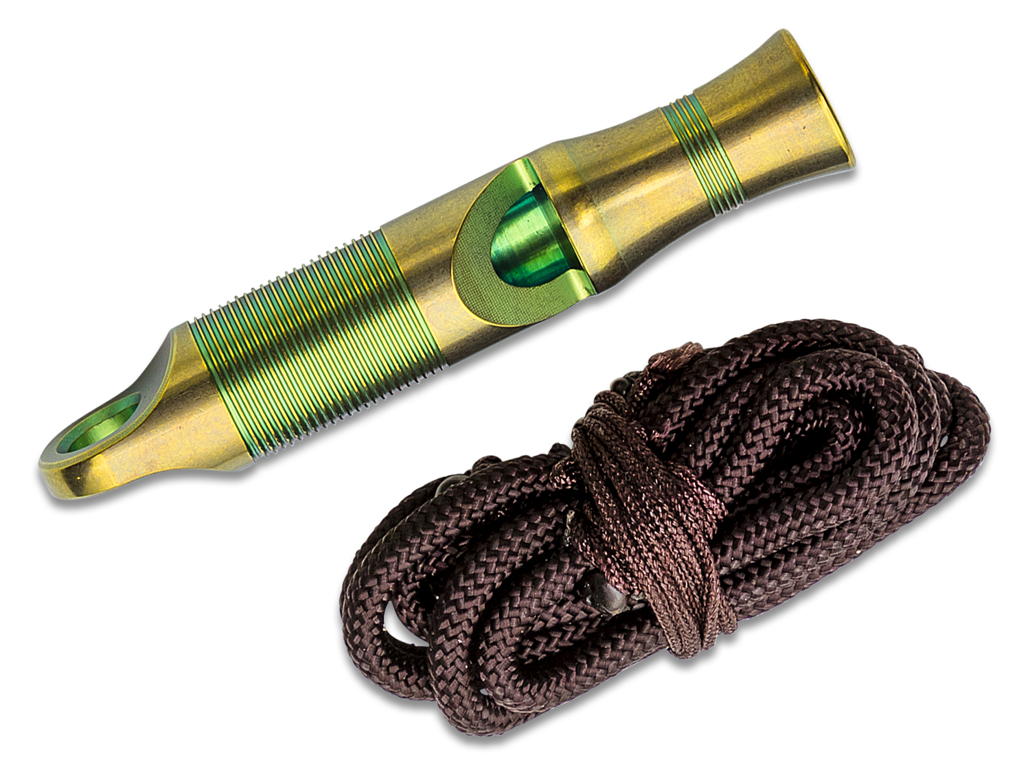 We Knife Company A-05CP 120dB Titanium Whistle, Green and Bronze ...