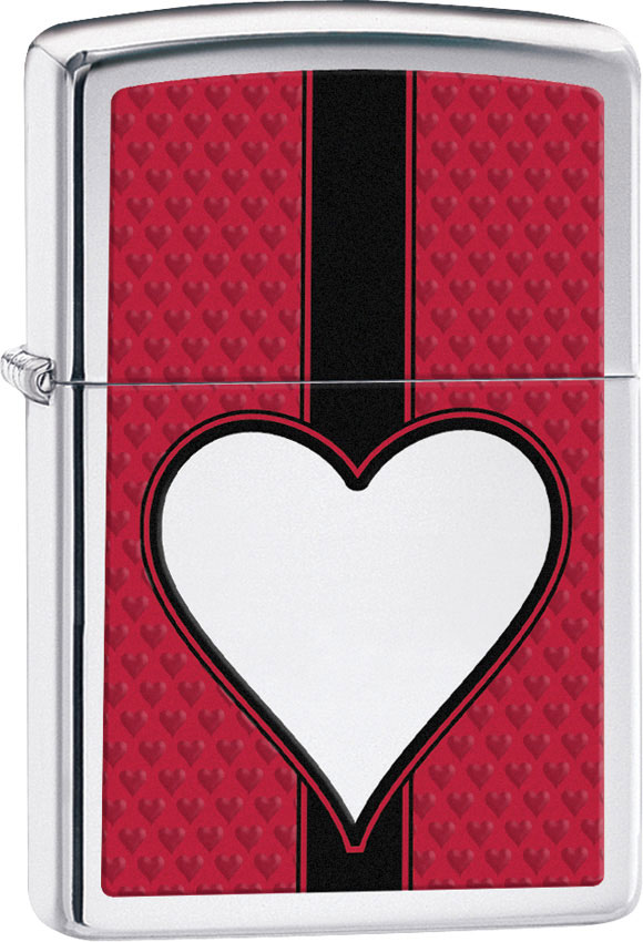 Zippo Lighter Satin Chrome, Heart Design - KnifeCenter - ZO28466 ...