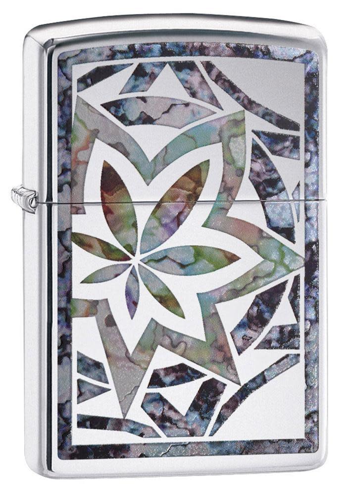 Zippo Lighter High Polish Chrome, Fusion Geometric Marijuana Leaf ...